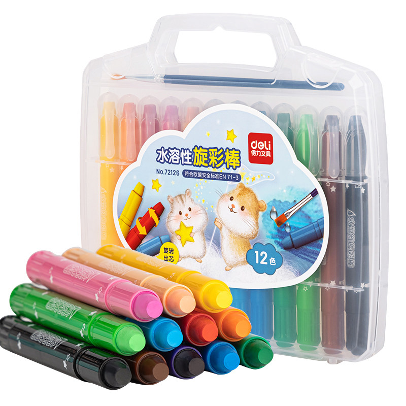 Deli 48-Color Washable Rotating Oil Pastel Crayons | Do Not Dirty Hands ...