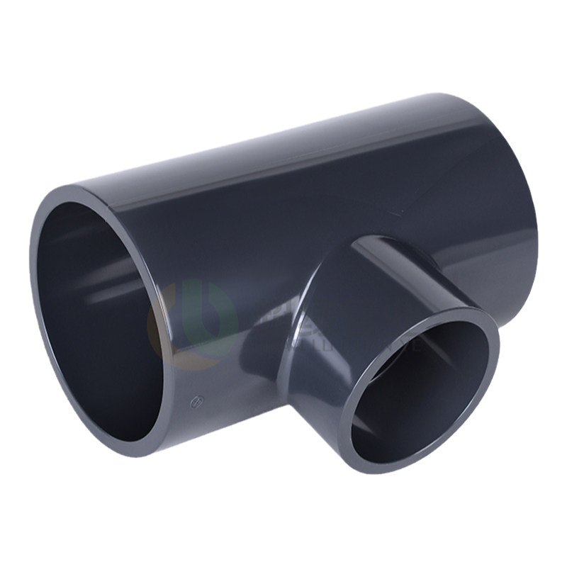 UPVC Reducing Tee Dark Gray Industrial Reducing Tee PVC Chemical Acid ...