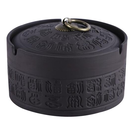 Purple Clay Ashtray with Cover - Chinese Style Ceramic - Fan Lane