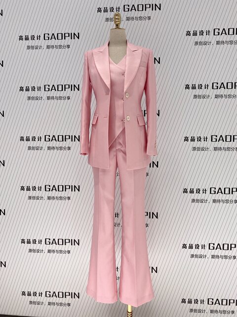 New pink slim fit suit, women's suit, small jacket, banquet host, emcee ...