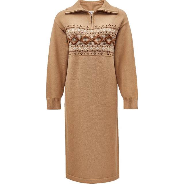 Vero Moda dress female 2024 autumn new straight lapel Nordic long -sleeved long -sleeved knitted ...