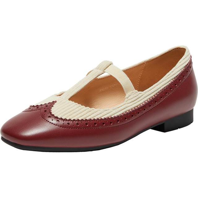 Bata Mary Jane Little Red Shoes Women's 2024 Autumn New Retro Sheepskin ...