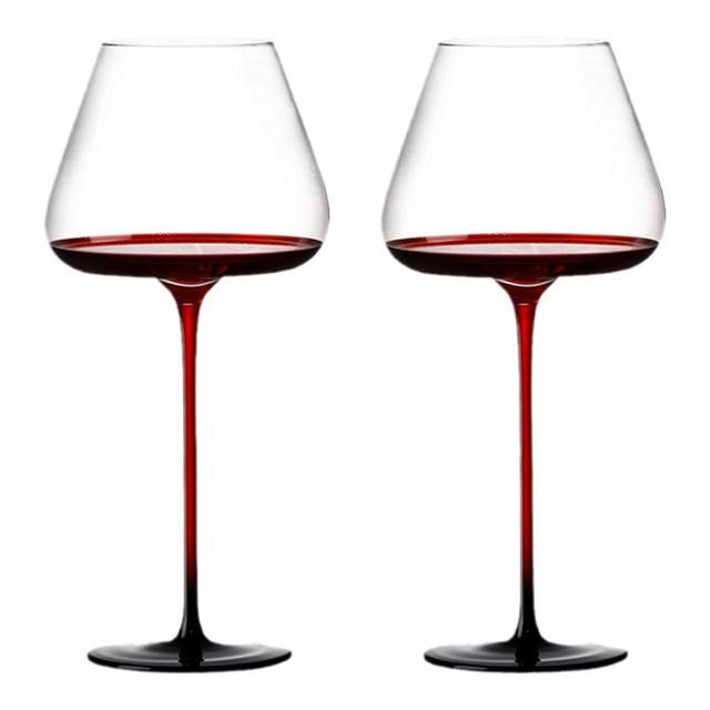 Black tie red stem burgundy red wine glass pot belly cup European style ...