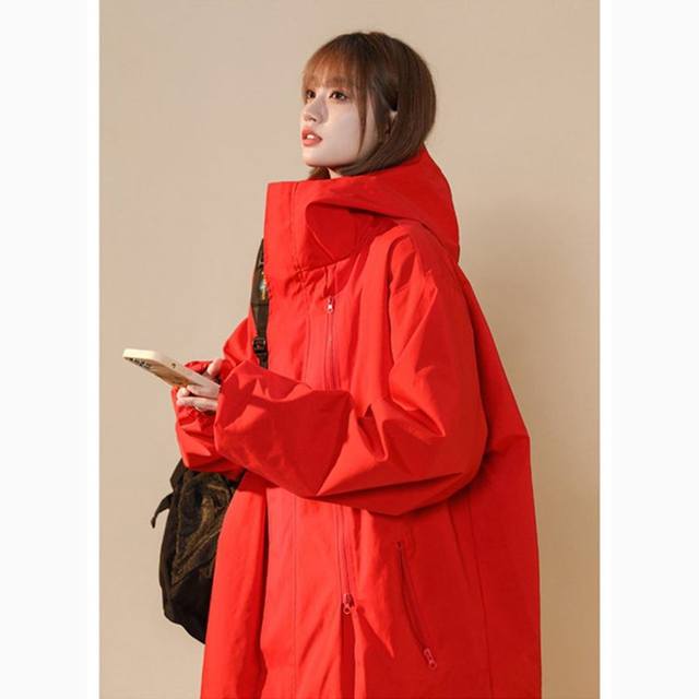 2024 Men's Big Red Coat Men's Wind Wind Wind Waterproof Outdoor Dual ...