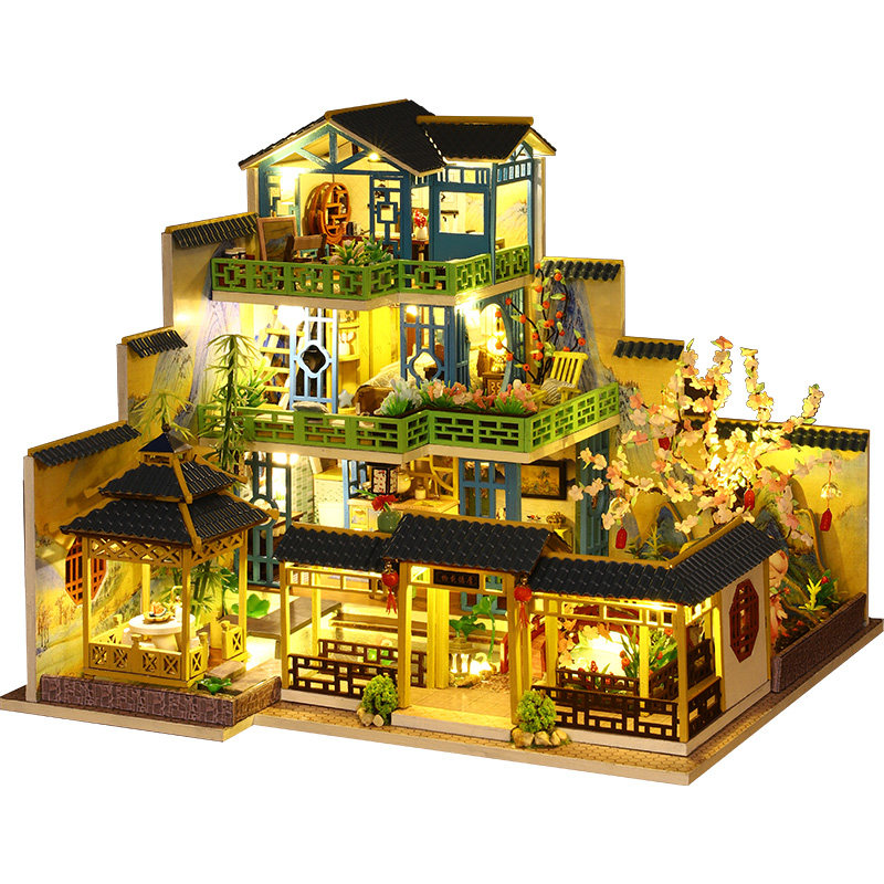 Modelo de Cabaña de Madera de Estilo Antiguo Chino - Villa Fuchun Mountain