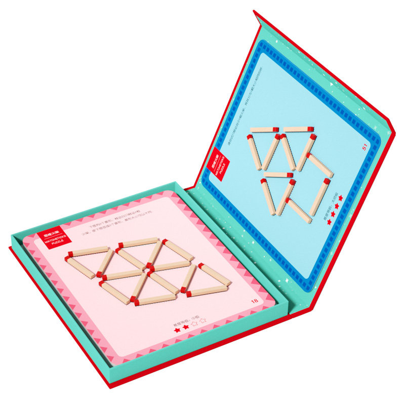 Fuhaier Wooden Match Stick Puzzle - Logic Thinking Game for Kids Ages 3-12