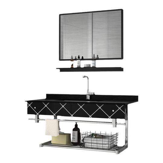 Rock Slab Ceramic Washbasin - Wall Mounted Sink with Stainless Steel ...