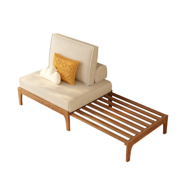 All solid wood sofa bed folding dual-purpose retractable single bed ...