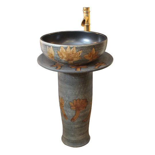 Ceramic Floor-Standing Wash Basin Pedestal for Balcony - Integrated ...