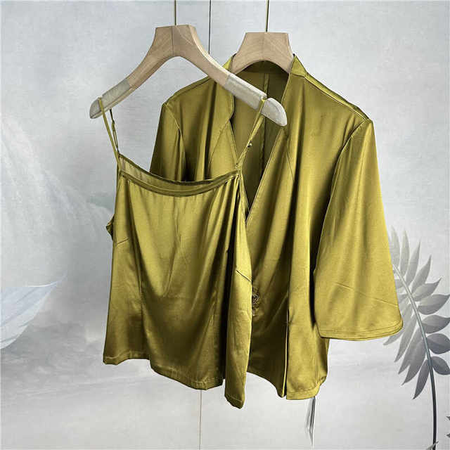 Counter ~ Heavy silk elastic satin obliquely open two -piece jacket 24 ...