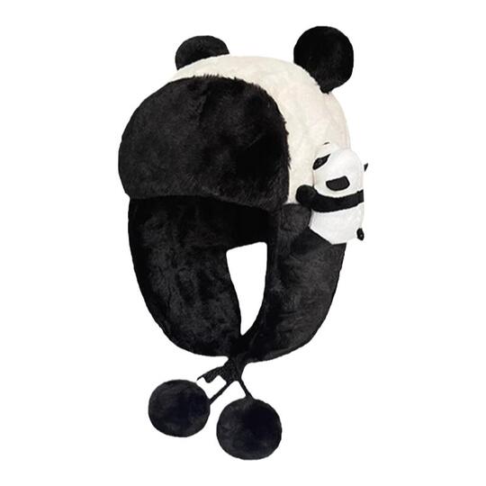 Evce Panda Hat Set - Winter Warm Furry Lei Feng Hat