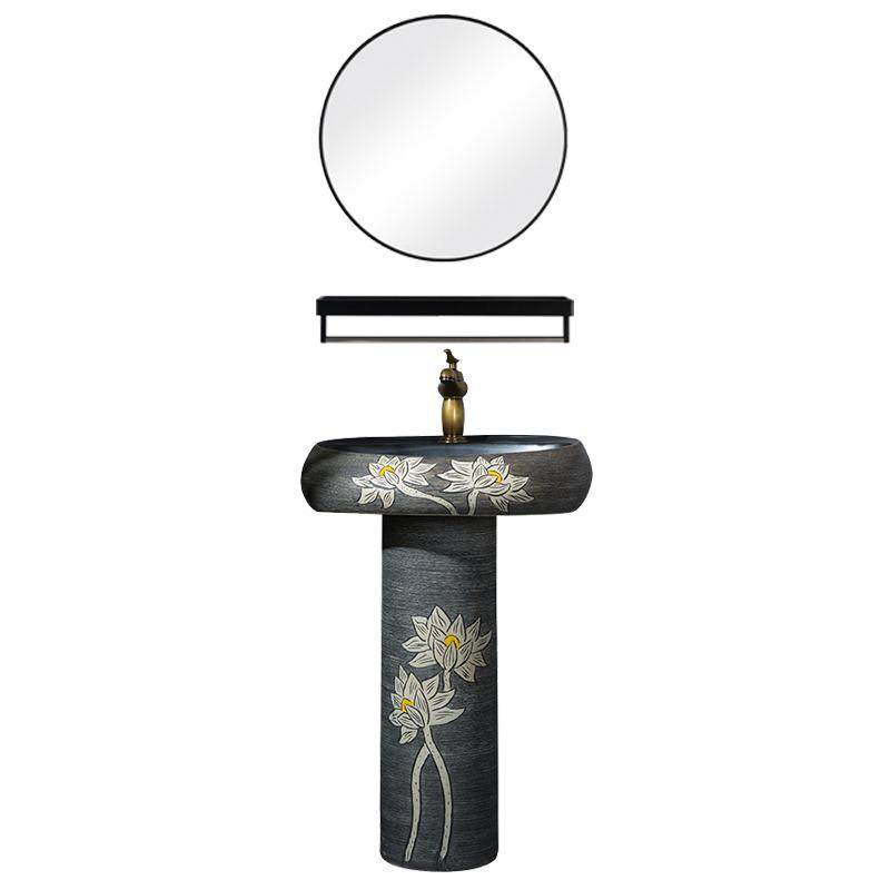 Draichi Ceramic Column Basin - 12L Wash Basin for Courtyard or Balcony