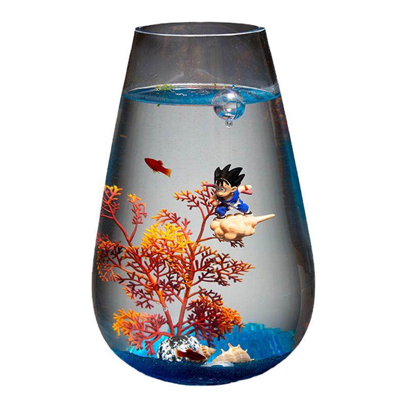 Large Heightened Round Glass Fish Tank - Desktop Goldfish Aquarium ...