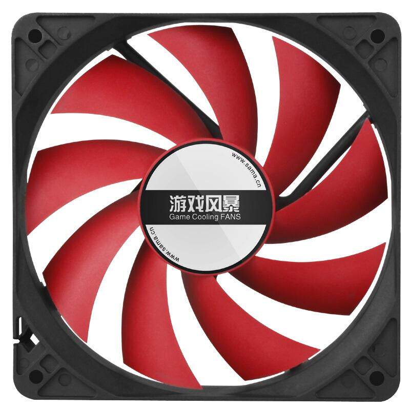 Sama Black Frame Red Leaves 12cm Chassis Cooling Fan