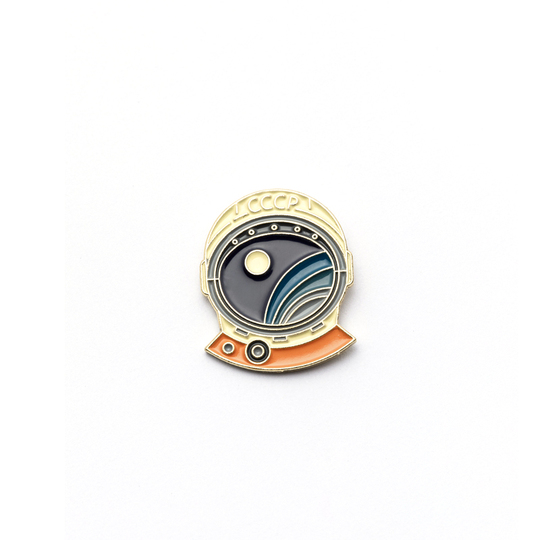 Gagarin's Helmet Soviet CCCP Badge - Vintage Alloy Pin