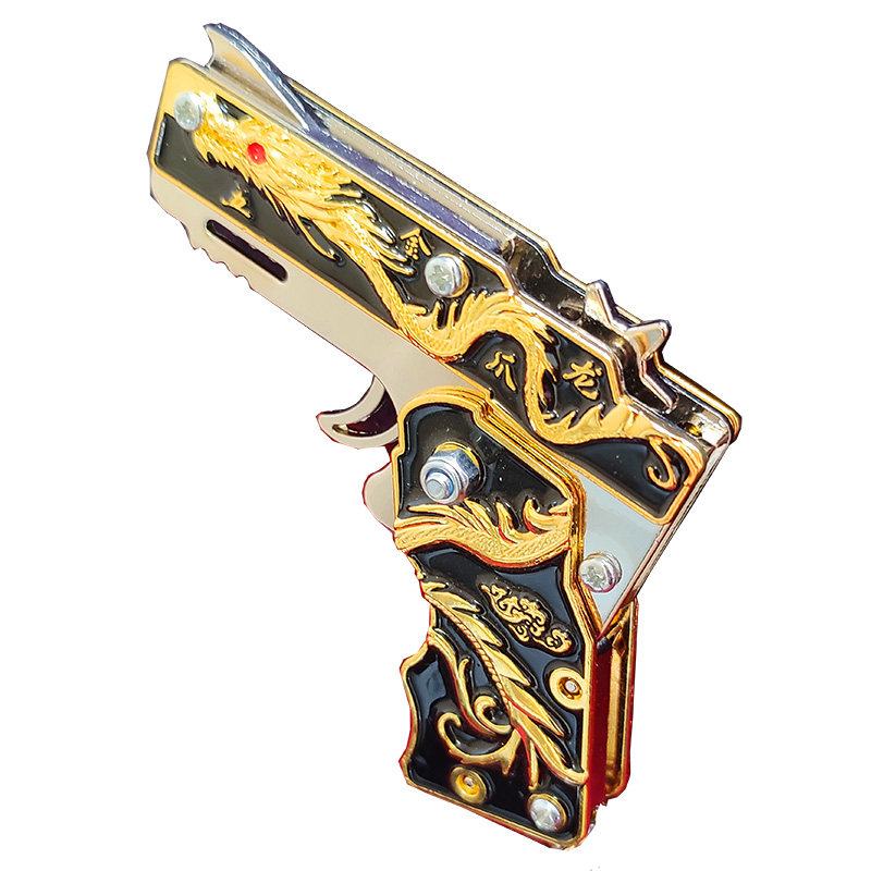 Golden Dragon Rubber Band Gun - Foldable Burst Soft Bullet Toy for Children