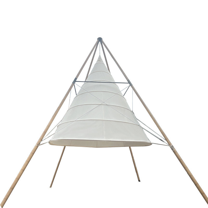 Tenda Cônica de Bambu Lanterna - Tenda Pirâmide para Camping 8+ Pessoas