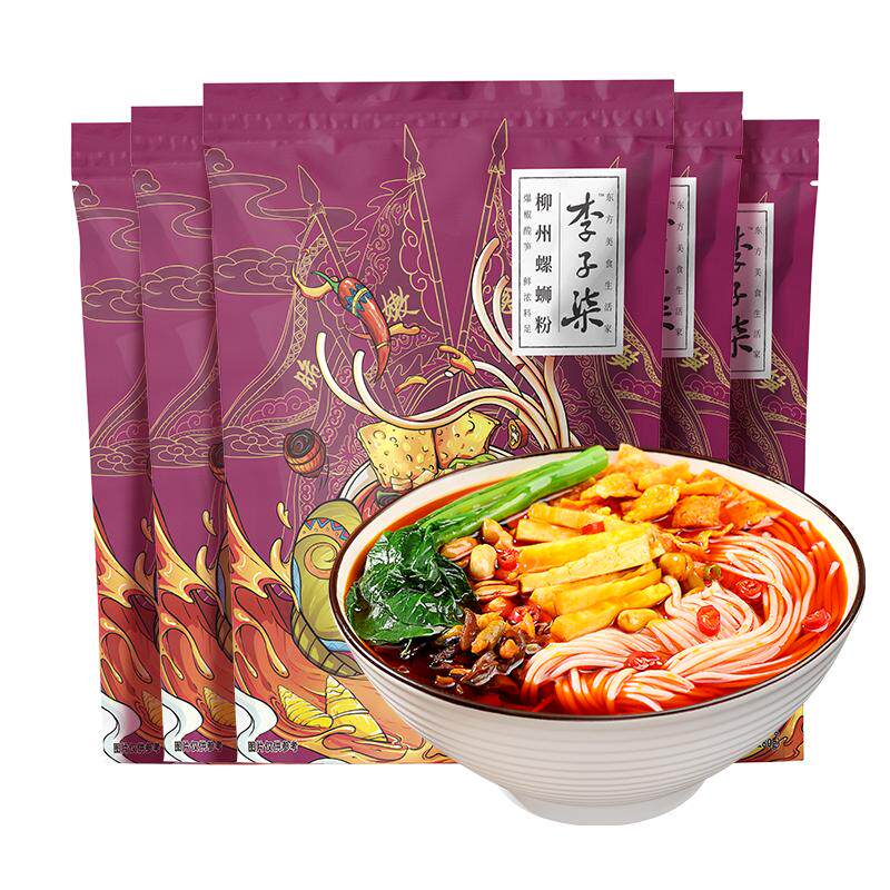 Li Ziqi Spicy & Stinky Snail Noodles - 5 Pack Guangxi Rice Noodles - 2000g