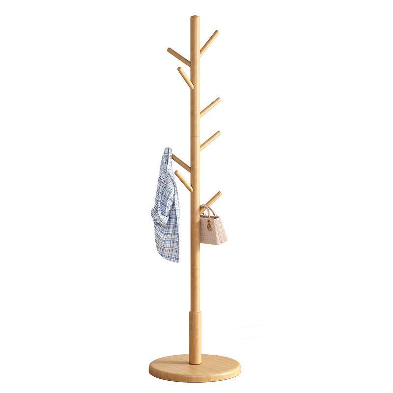 Solid Wood Coat Rack - Nordic Style Floor Standing Clothes Rack