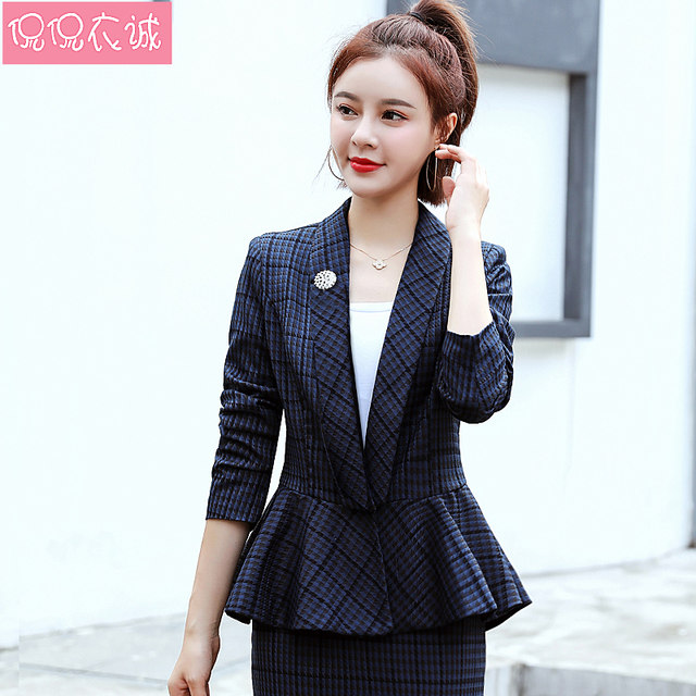 2024 autumn new net red Chic small suit grid coat female short slim ...