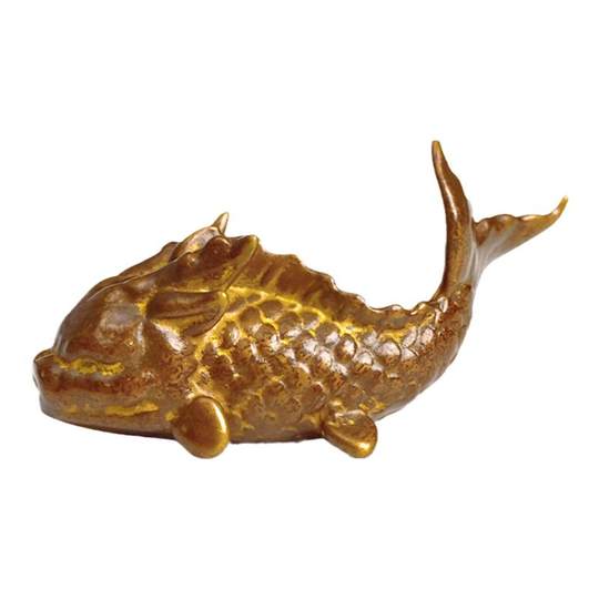Dongyi Study Solid Brass Dragon Carp Paperweight - Calligraphy Pen Holder