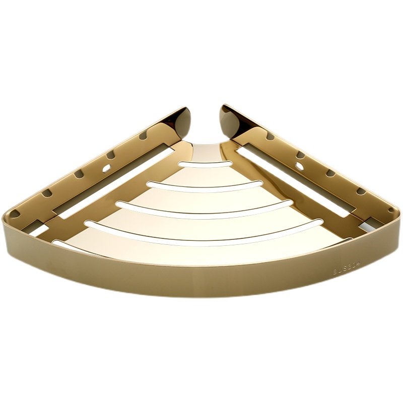 Small Size Gold Triangle Bathroom Storage Rack with Mirror Front
