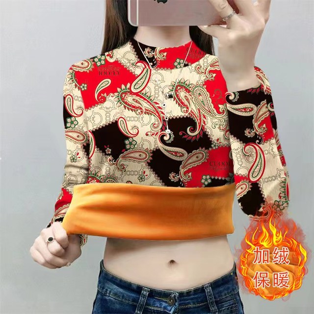 Warm inner girl thickened and velvet bottom shirt autumn and winter new ...