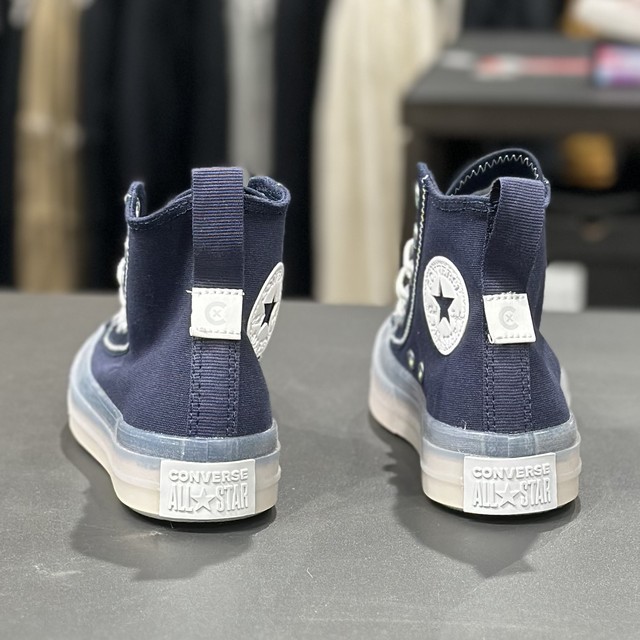 Converse All Star blue and white transparent crystal bottom men and ...