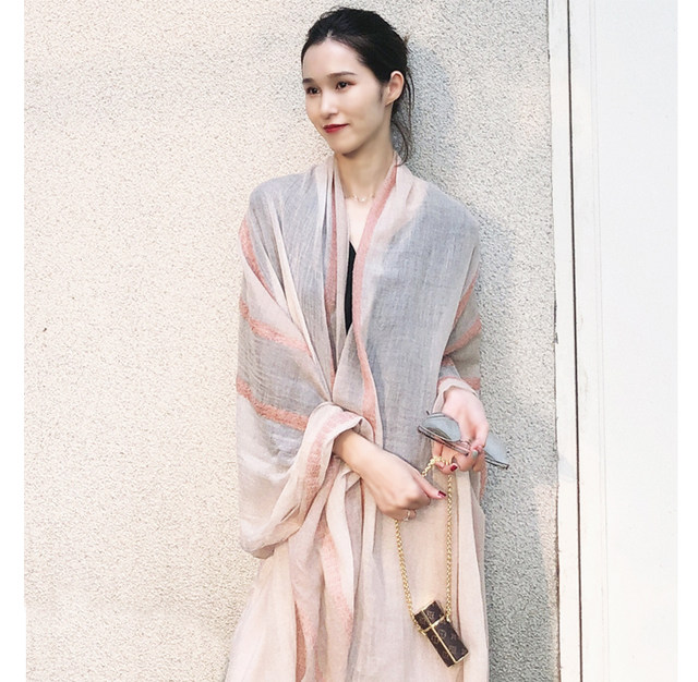 Custom spinning new meat powder light cashmere scarf large shawl spring ...