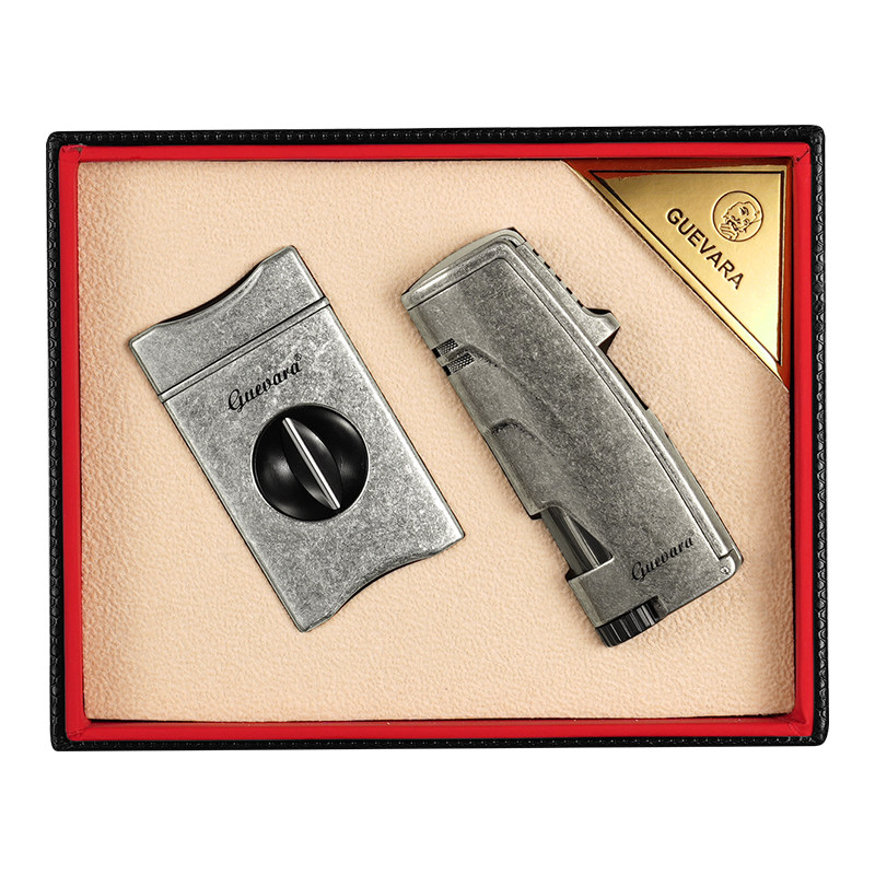 Guevara Cigar Tool Set - V-Blade Cigarette Holder & Windproof Lighter ...