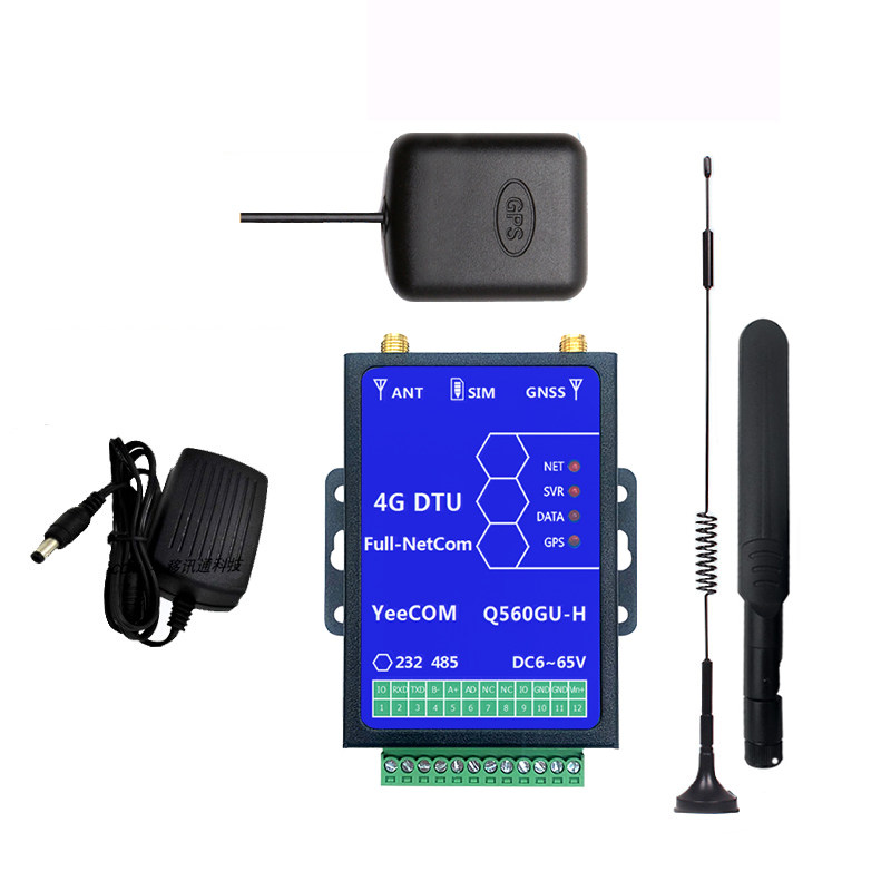 Módulo dtu 4g+gps de amplio voltaje: fuente de alimentación, transmisión por puerto serie