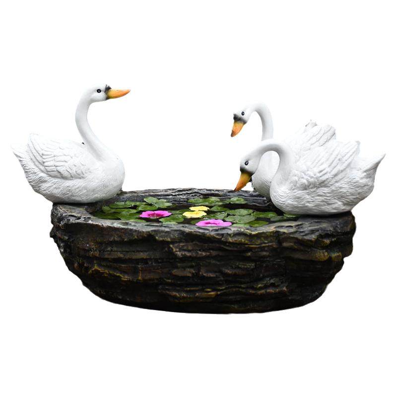Resin Swan Flower Pot - Creative Hydroponic Planter for Home & Garden
