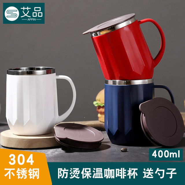 304 stainless steel insulation coffee Mark Cup with a cover handle to ...