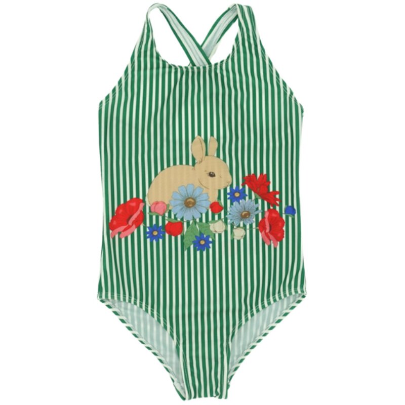 Kids Sun Protection Swimsuit - Mooboo (Striped Rabbit, Pink Flower)