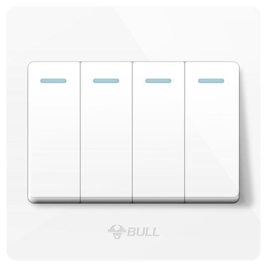 Bull 86 Type 4-Gang Single Control Switch - Ivory White G07k411y