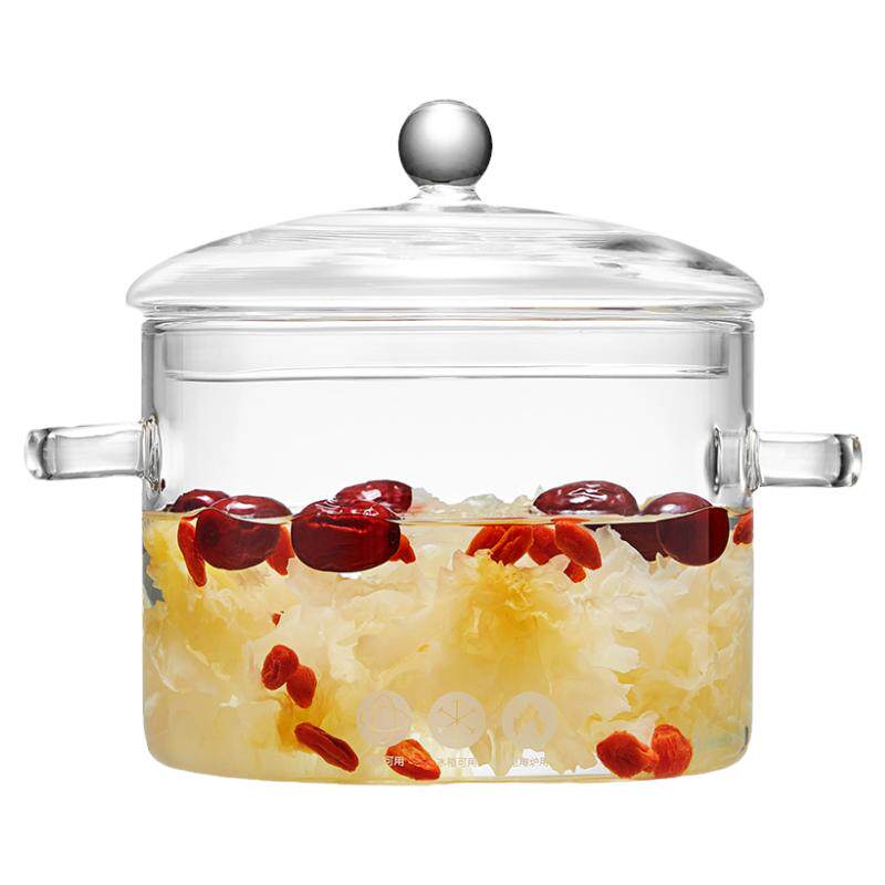 Mesni Borosilicate Glass Stew Pot - 1-2L Transparent Saucepan