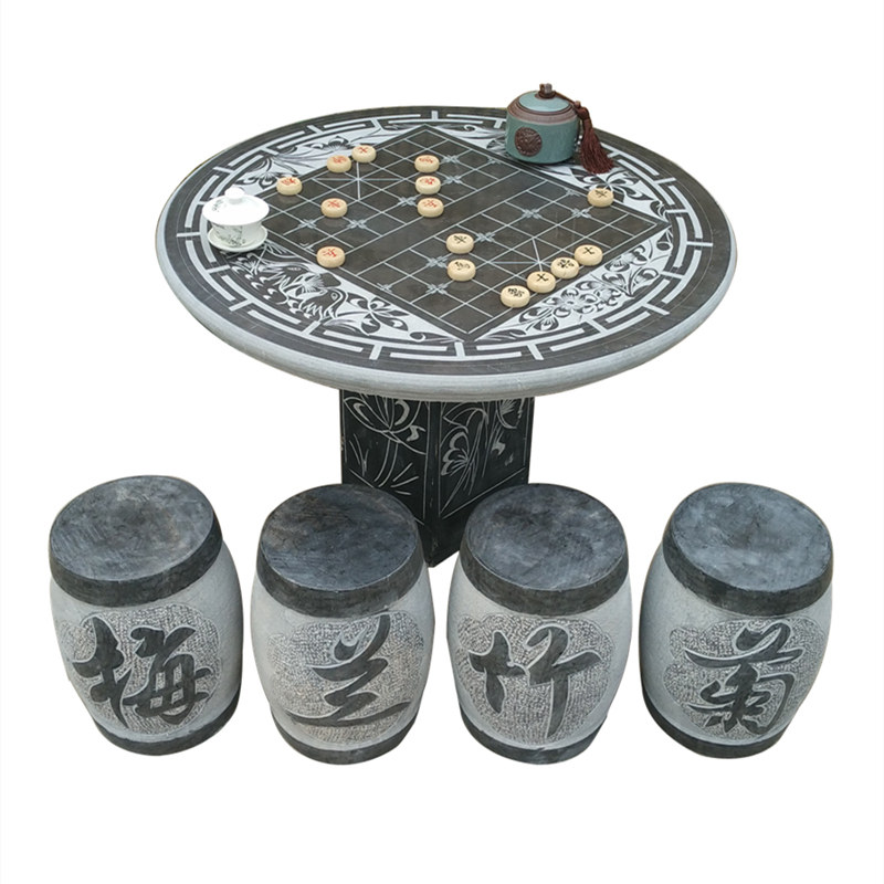 Stone table, stone stool, chair, stone carving, round table, bluestone ...