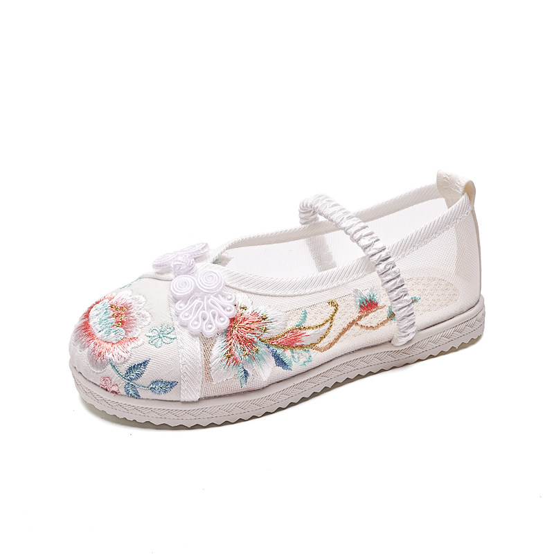 Pamino Girls Hanfu Shoes - Chinese Style Summer Mesh Embroidered Shoes