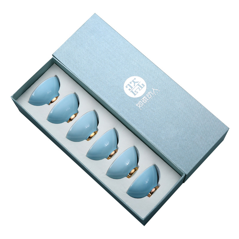 Ruci Hand-Painted Tea Cup Set | Blue and White Porcelain Kung Fu Tea Set