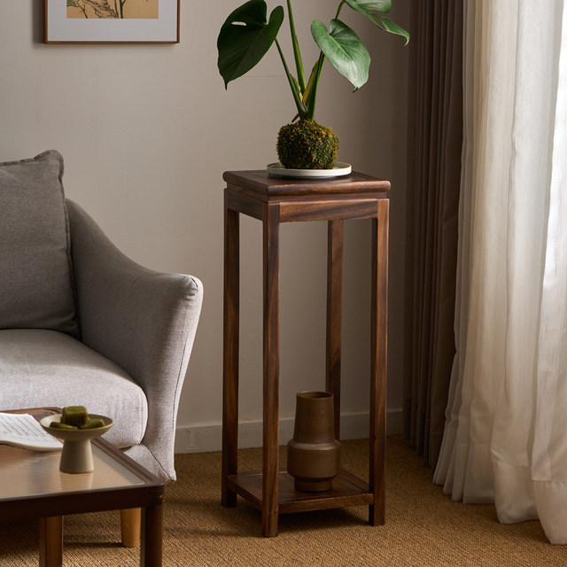 New Chinese style walnut solid wood flower stand combination storage ...