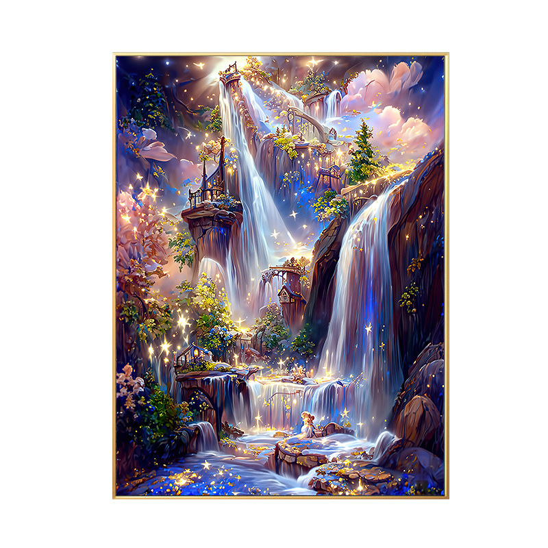 Starry Sky Waterfall Digital Oil Painting DIY Kit | Beautiful Hand ...