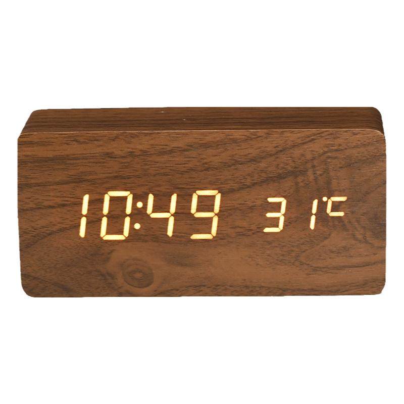 Wood Grain Electronic Alarm Clock - Retro Style for Living Room or Bedroom