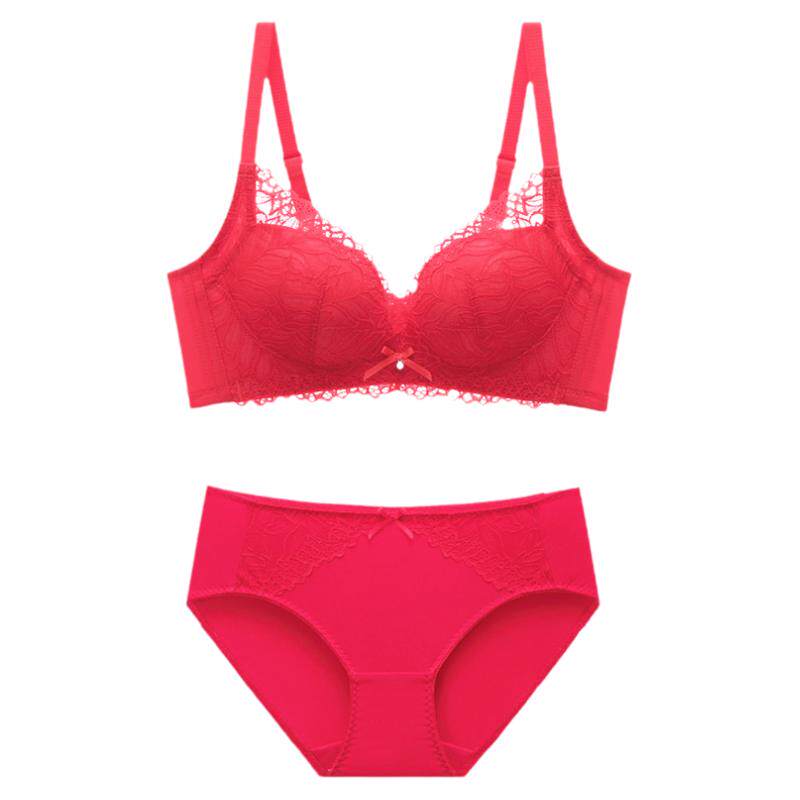 Urban Beauty Red Embroidered Bra Set - Festive Chinese Style