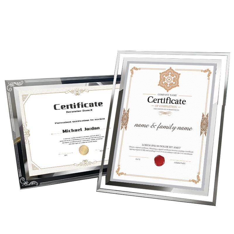 Crystal Glass A4 Certificate Frame for Awards and Graduations