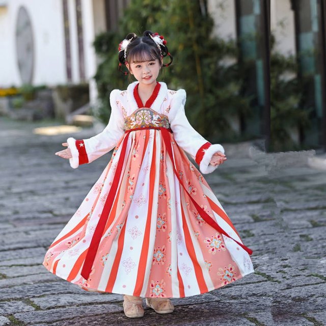 Girls' winter Hanfu plus velvet Hanfu, girls' dancing Hanfu skirt ...