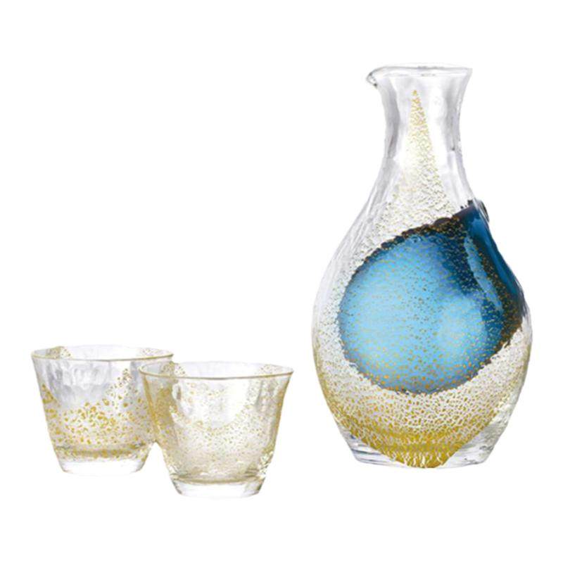 Japanese Oriental Sasaki Handmade Gold Foil Sake Wine Gift Set