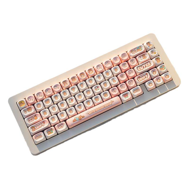 Piwidesign "little bear" pbt סובלימציה keycap - moa מותאם אישית ערכת נושא שקוף - mahjong sound ...