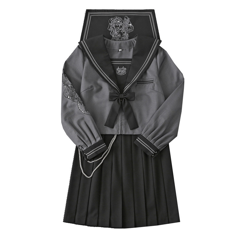 Conjunto de uniforme escolar japonês Hanamori, marinheiro, saia longa JK