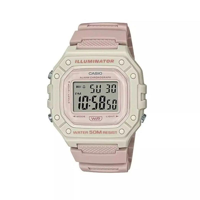 Casio W218 Cherry Blossom Powder Electronic Watch | Square Design for ...