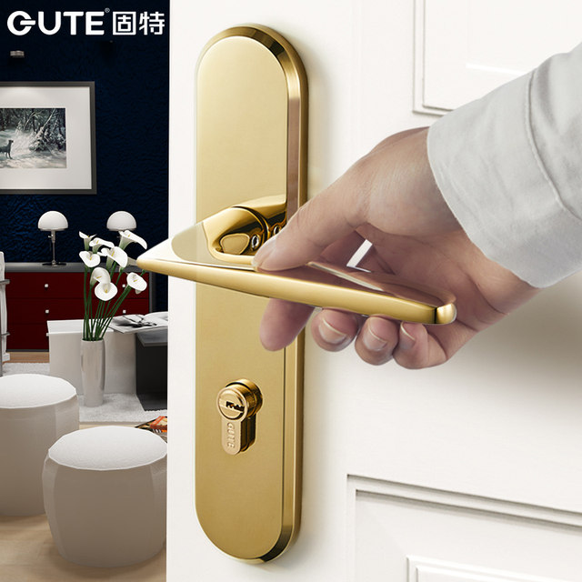 Good door lock indoor bedroom silent Nordic golden simple bathroom ...